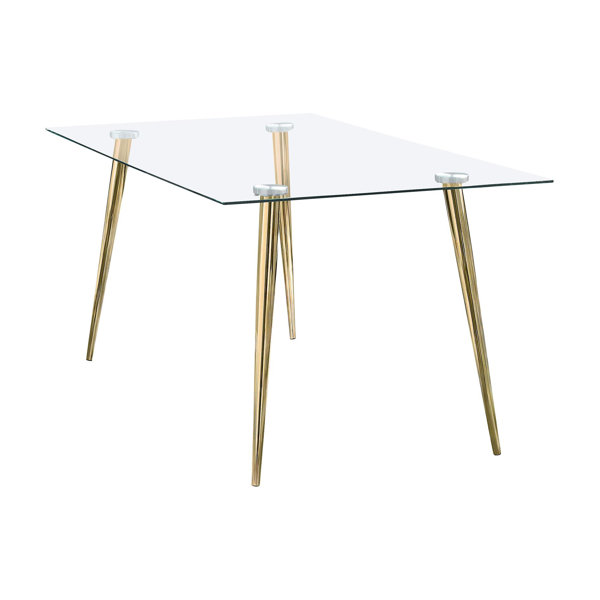 Mercer41 Torryn Rectangular Dining Table with Glass Top | Wayfair